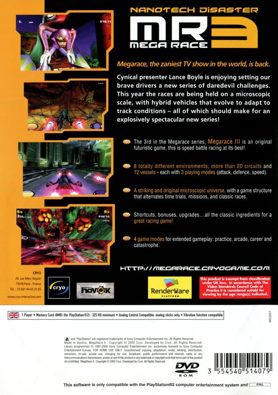 MegaRace: MR3 cover or packaging material - MobyGames