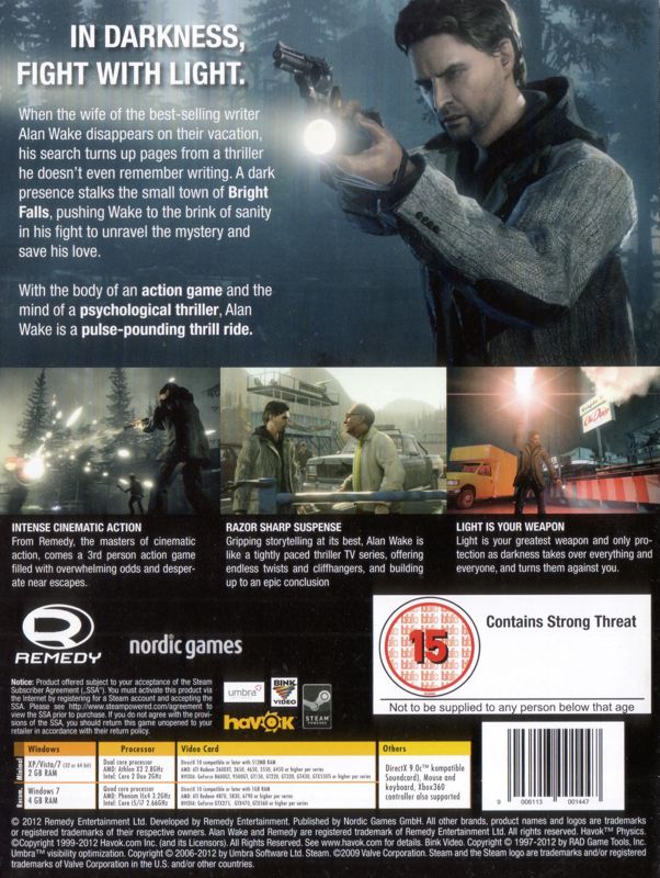 Alan Wake (Collector's Edition) cover or packaging material - MobyGames