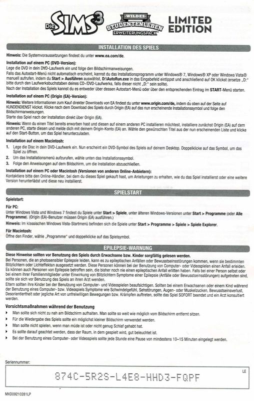 The Sims 3: University Life (Limited Edition) cover or packaging ...