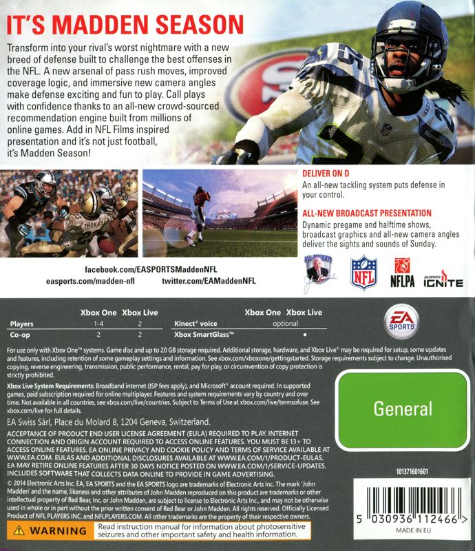 Madden NFL 15 cover or packaging material - MobyGames