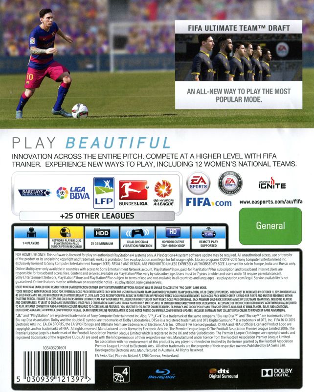 FIFA 16 (Deluxe Edition) cover or packaging material - MobyGames
