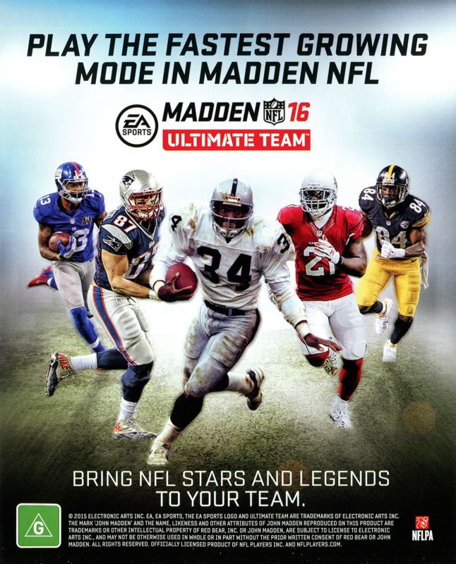 Madden NFL 16 cover or packaging material - MobyGames