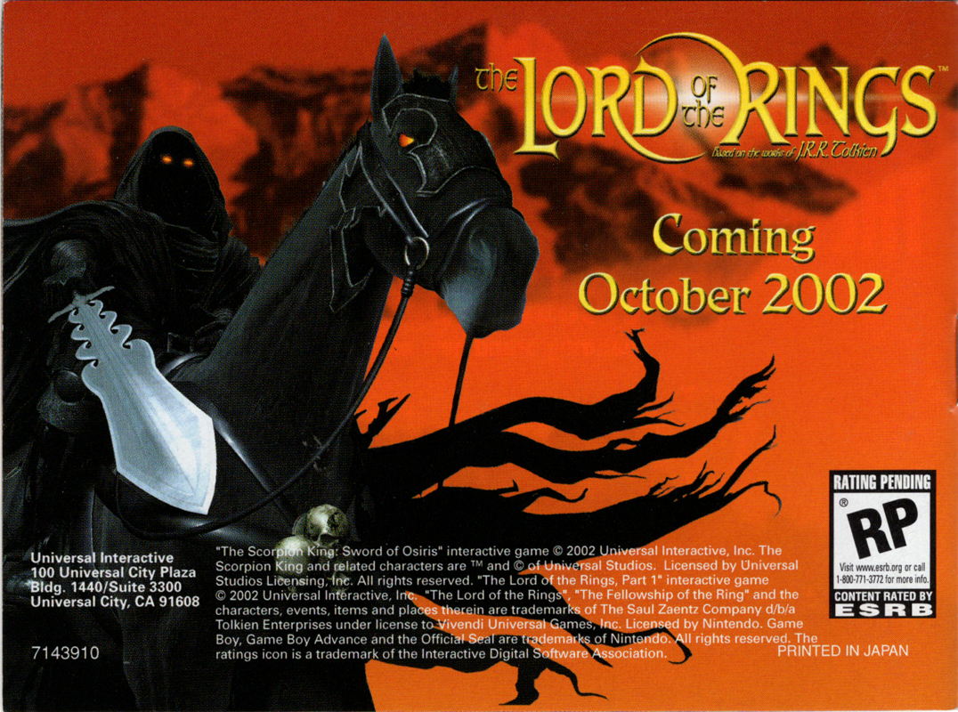 The Scorpion King: Sword of Osiris cover or packaging material - MobyGames