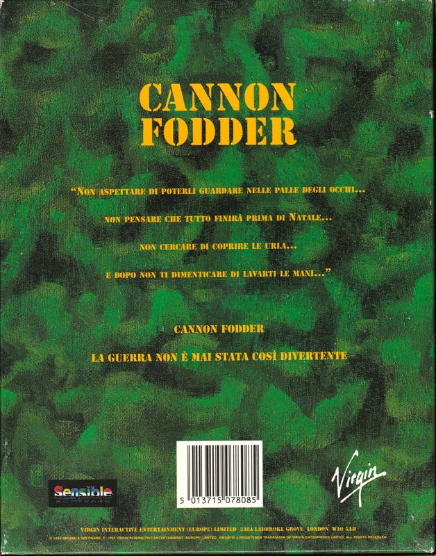 Cannon Fodder cover or packaging material - MobyGames
