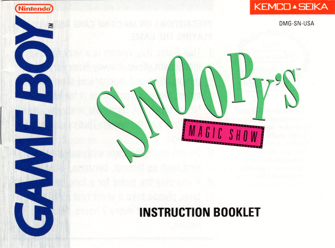 Snoopy's Magic Show cover or packaging material - MobyGames