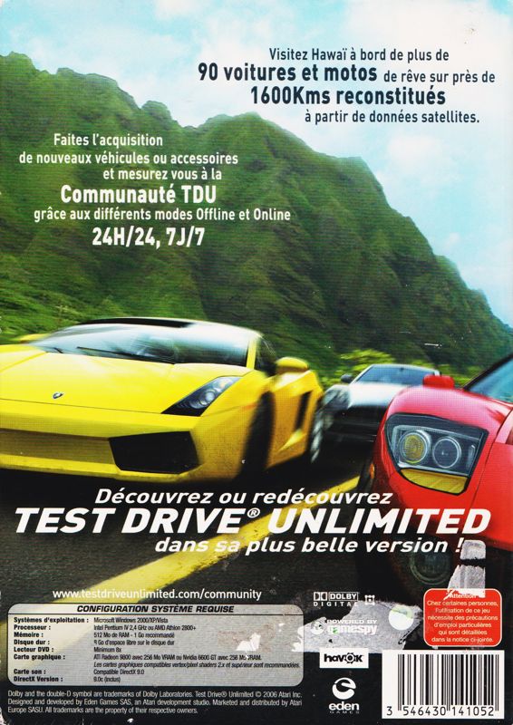 Test Drive Unlimited cover or packaging material - MobyGames