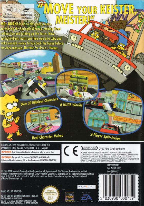 The Simpsons: Road Rage cover or packaging material - MobyGames