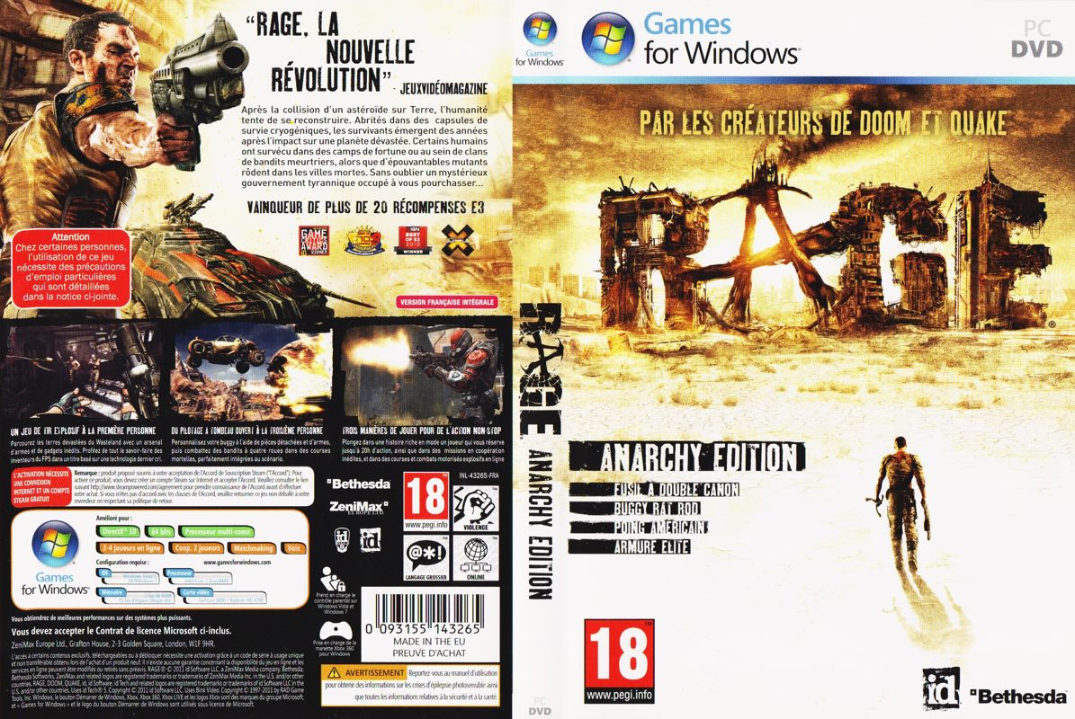Rage (Anarchy Edition) cover or packaging material - MobyGames