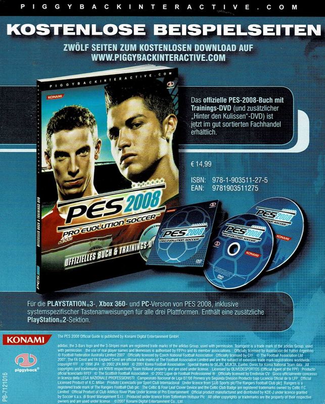 PES 2008: Pro Evolution Soccer cover or packaging material - MobyGames