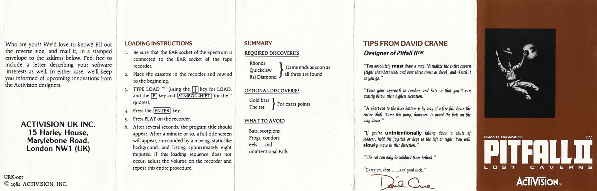 Pitfall II: Lost Caverns cover or packaging material - MobyGames