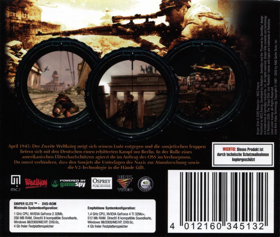 Sniper Elite cover or packaging material - MobyGames