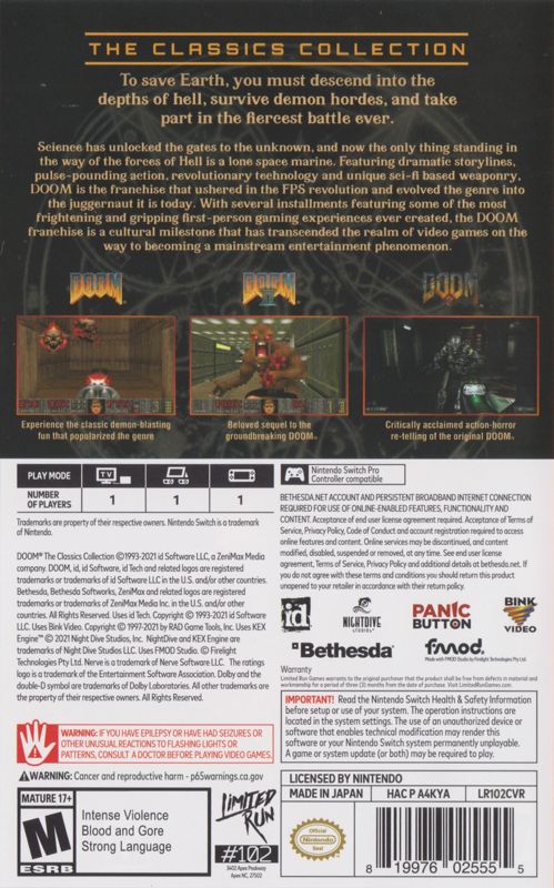 Doom: The Classics Collection cover or packaging material - MobyGames
