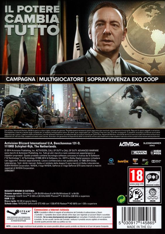 Call of Duty: Advanced Warfare cover or packaging material - MobyGames