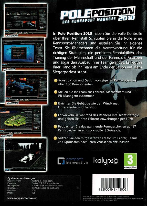 Pole Position 2010: Management Simulation cover or packaging material - MobyGames