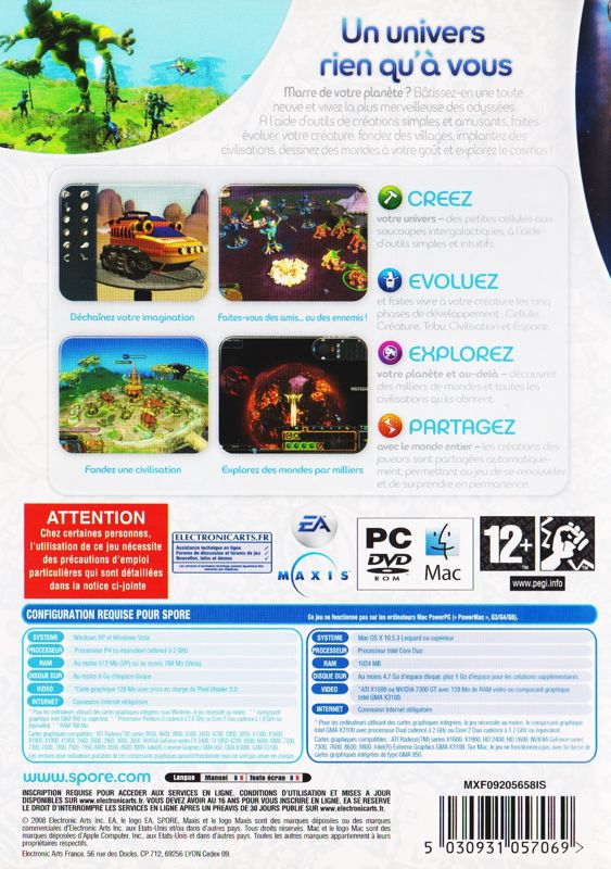 Spore cover or packaging material - MobyGames