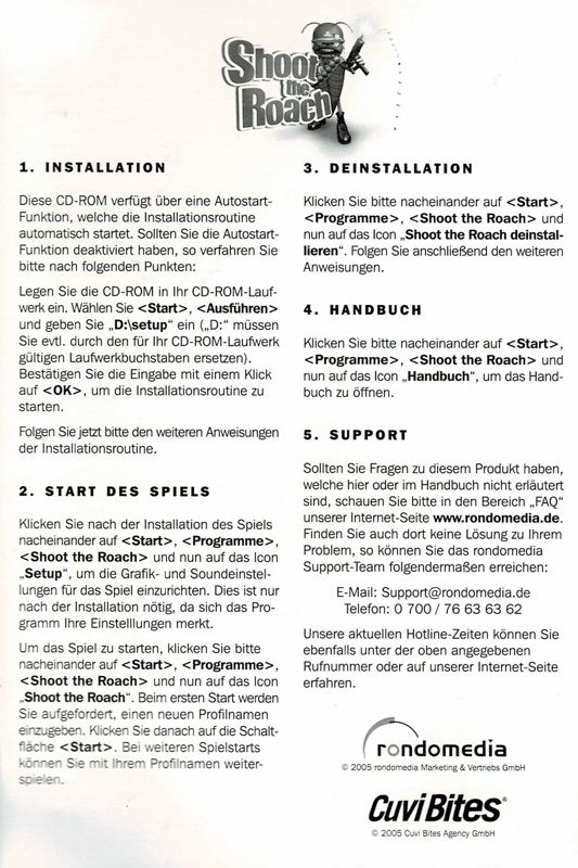 Shoot the Roach cover or packaging material - MobyGames