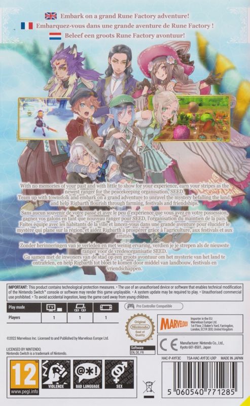 Rune Factory 5 cover or packaging material - MobyGames