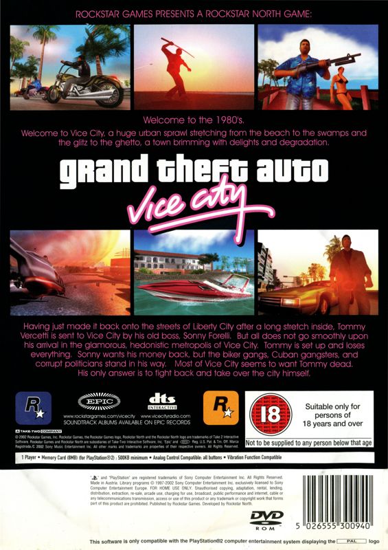 Grand Theft Auto: Vice City cover or packaging material - MobyGames
