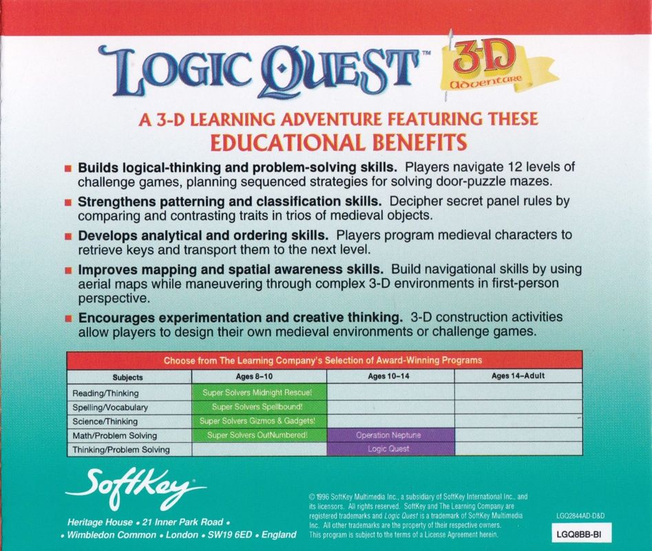 Logic Quest 3D Adventure cover or packaging material - MobyGames