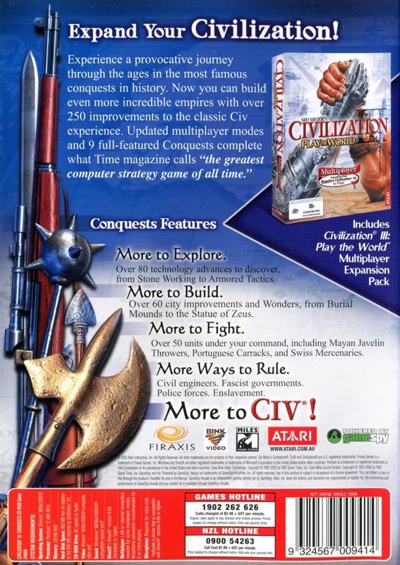 Sid Meier's Civilization III: Conquests cover or packaging material ...