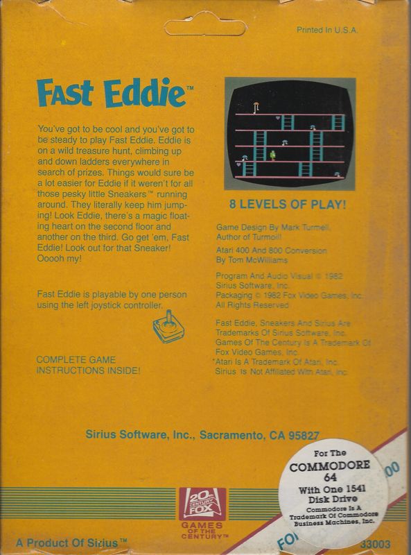 Fast Eddie cover or packaging material - MobyGames