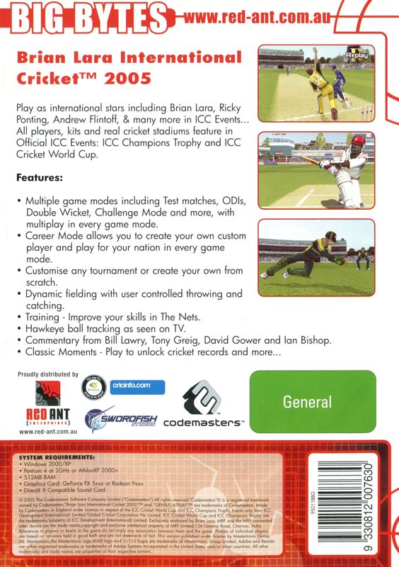 Brian Lara International Cricket 2005 cover or packaging material - MobyGames