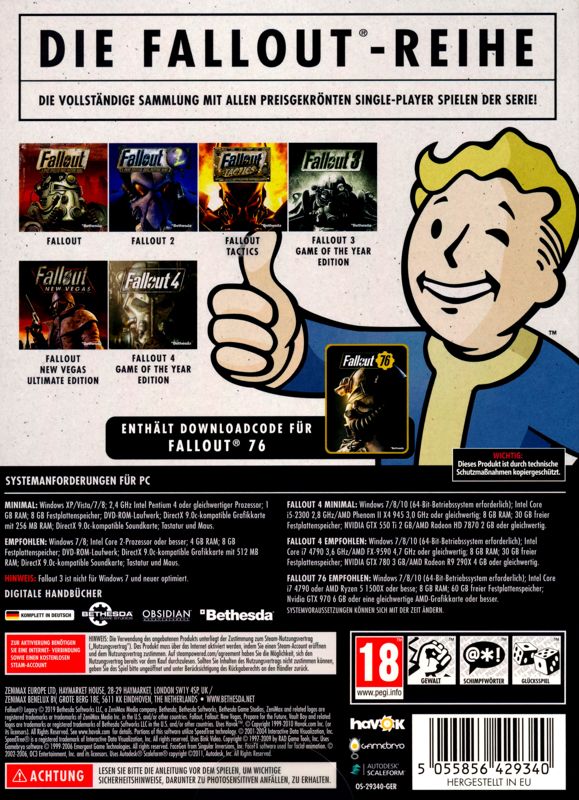 Fallout Legacy (Relaunch) cover or packaging material - MobyGames