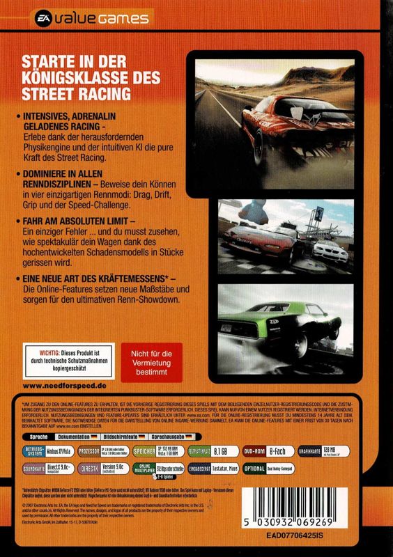 Need for Speed: ProStreet cover or packaging material - MobyGames