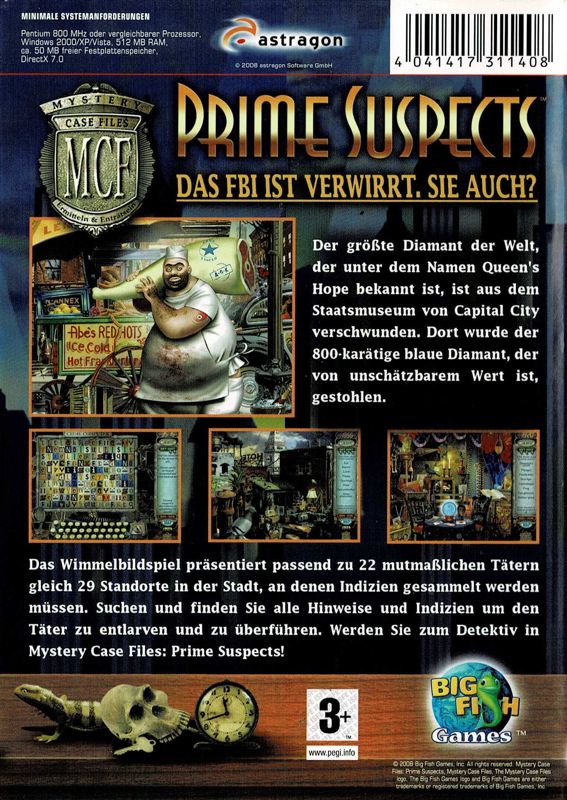 Mystery Case Files: Prime Suspects cover or packaging material - MobyGames