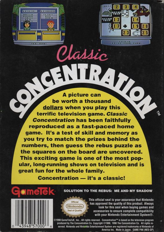 Classic Concentration cover or packaging material - MobyGames