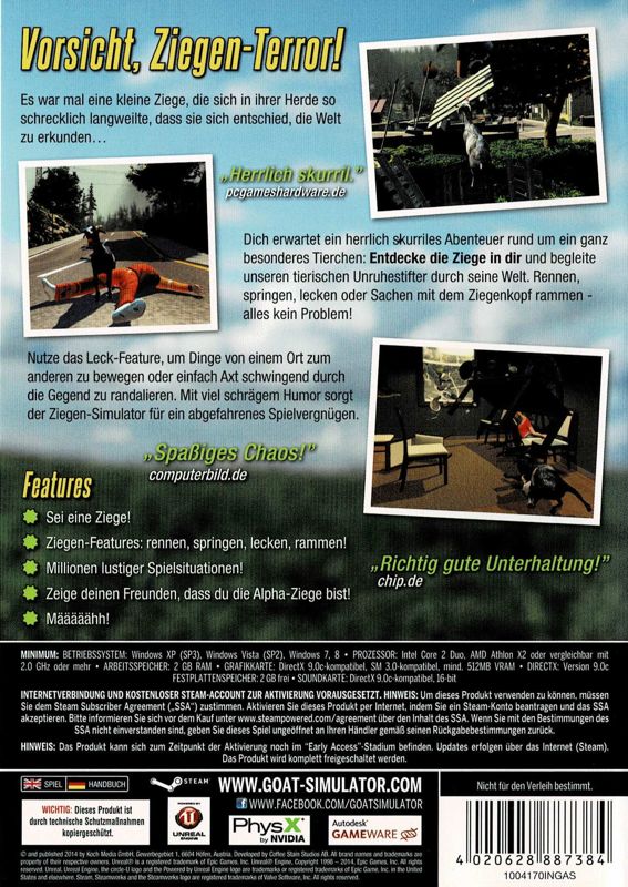 Goat Simulator cover or packaging material - MobyGames