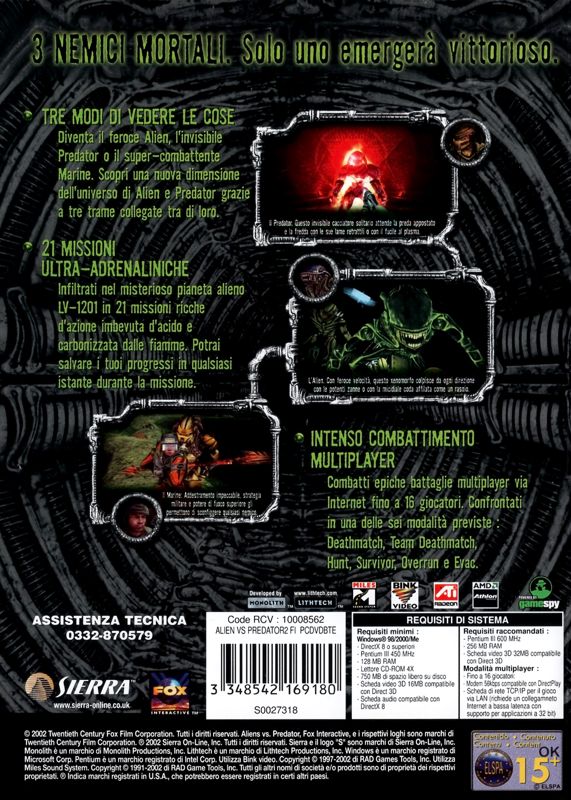 Aliens Versus Predator 2: Gold Edition cover or packaging material ...