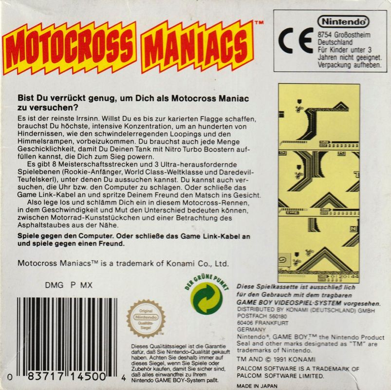 Motocross Maniacs cover or packaging material - MobyGames