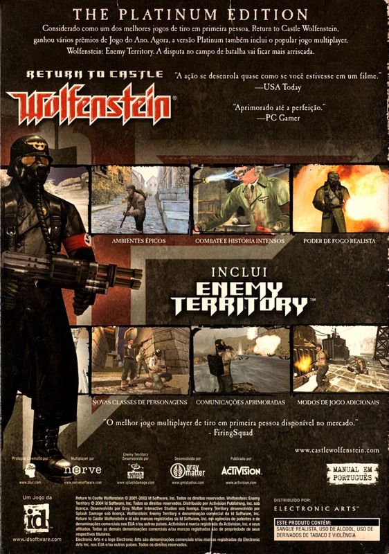 Return to Castle Wolfenstein: The Platinum Edition cover or packaging ...