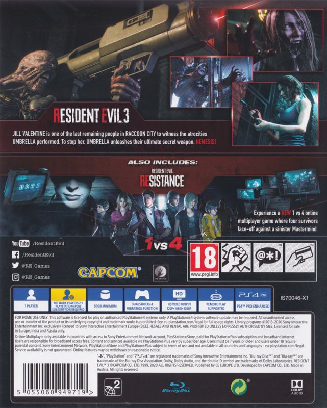 Resident Evil 3 cover or packaging material - MobyGames