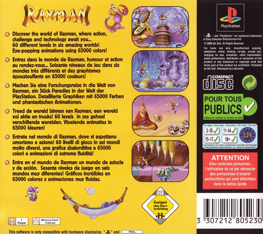Rayman cover or packaging material - MobyGames