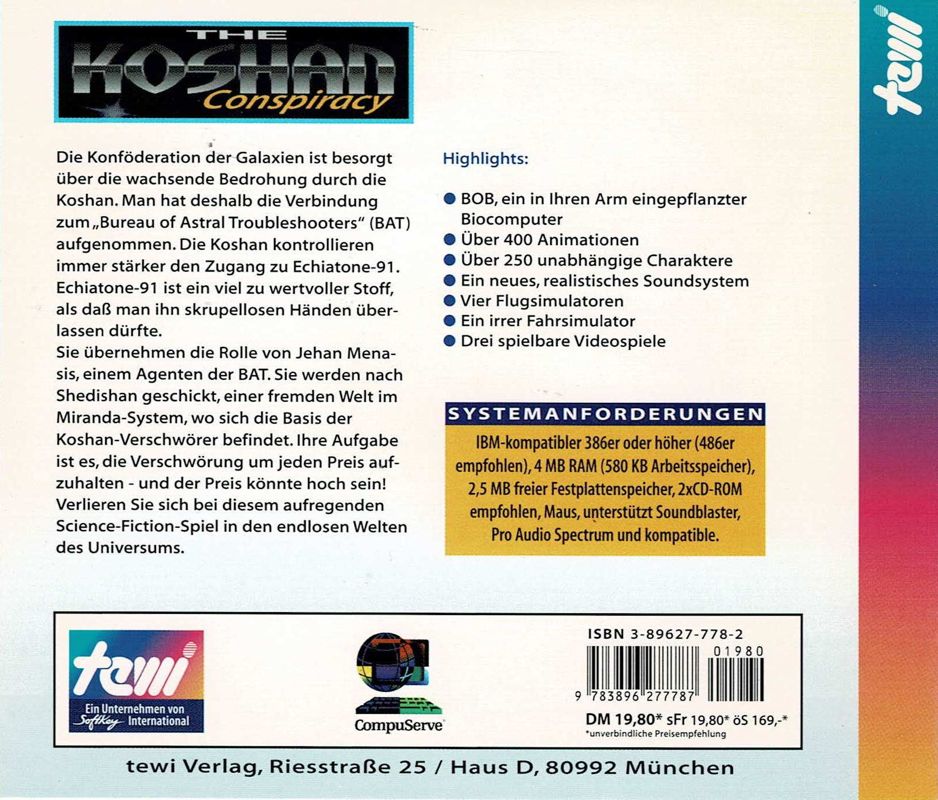 The Koshan Conspiracy cover or packaging material - MobyGames