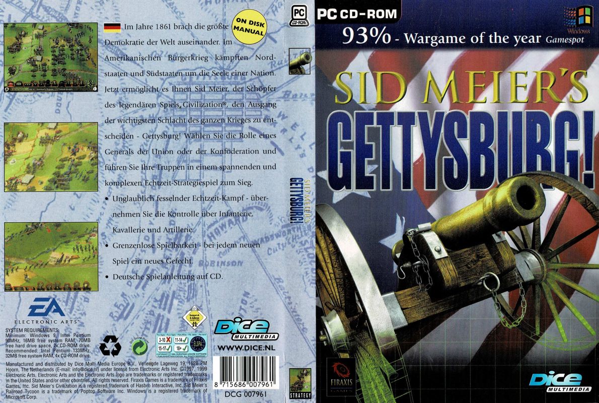 Sid Meier's Gettysburg! cover or packaging material - MobyGames