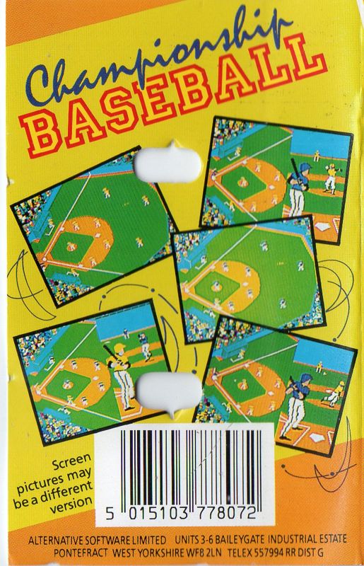 Championship Baseball cover or packaging material - MobyGames