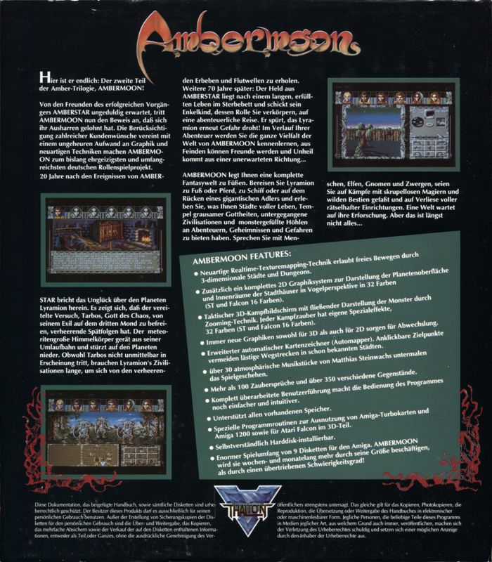 Ambermoon cover or packaging material - MobyGames