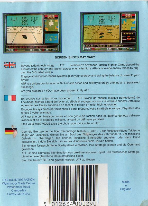ATF: Advanced Tactical Fighter cover or packaging material - MobyGames