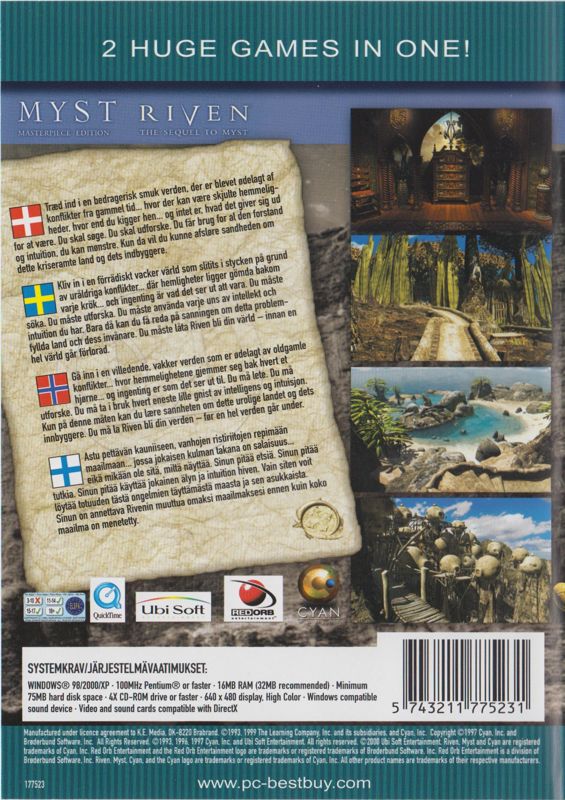 Myst: Masterpiece Edition + Riven: The Sequel to Myst cover or ...