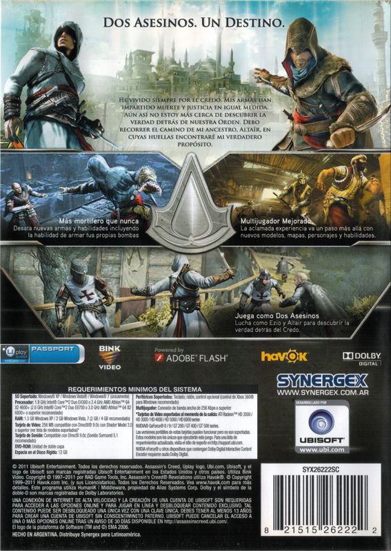 Assassin's Creed: Revelations cover or packaging material - MobyGames