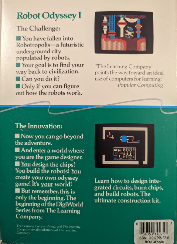 Robot Odyssey cover or packaging material - MobyGames