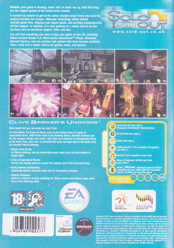 Clive Barker's Undying cover or packaging material - MobyGames