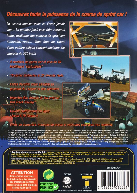 Dirt Track Racing: Sprint Cars cover or packaging material - MobyGames