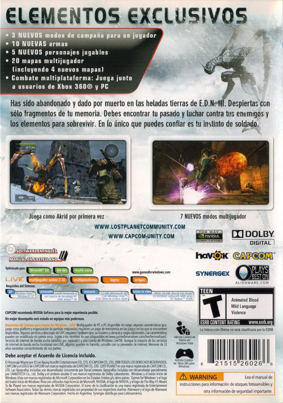 Lost Planet: Extreme Condition - Colonies Edition cover or packaging ...