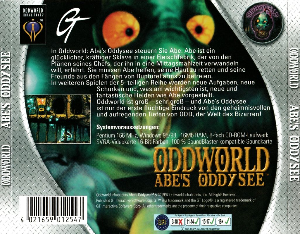 Oddworld Abes Oddysee Cover Or Packaging Material Mobygames