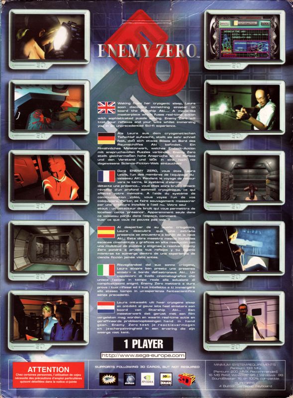 Enemy Zero cover or packaging material - MobyGames