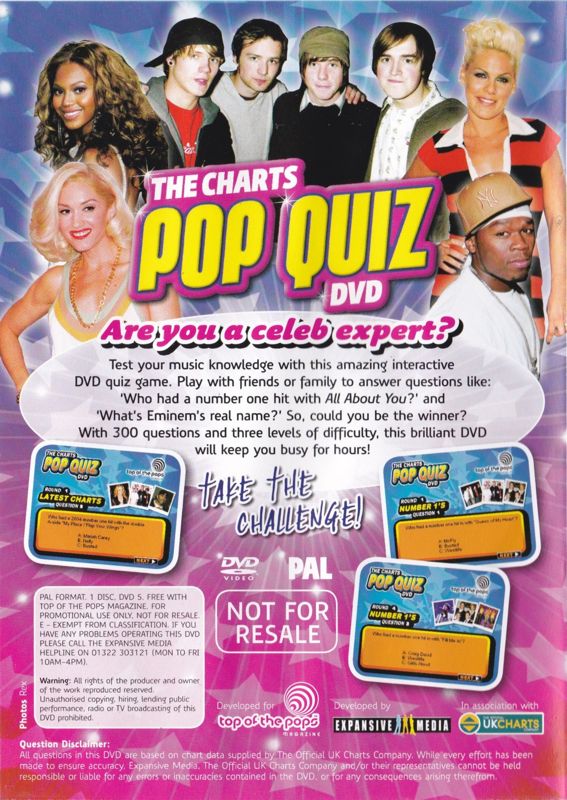 The Charts Pop Quiz DVD cover or packaging material - MobyGames